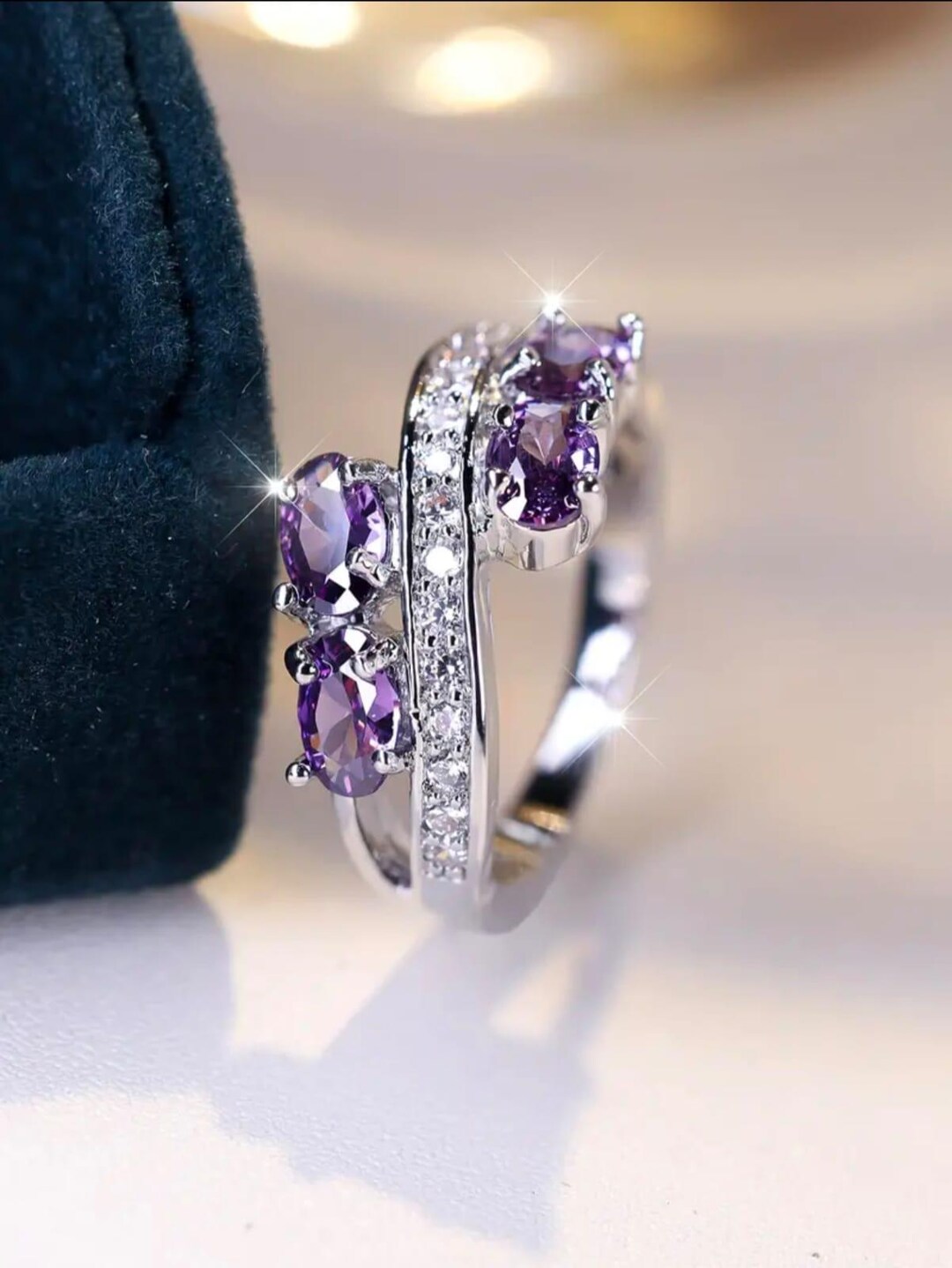 A Unique and Stylish Purple Zirconia Ring Brides Looking for Elegant ...