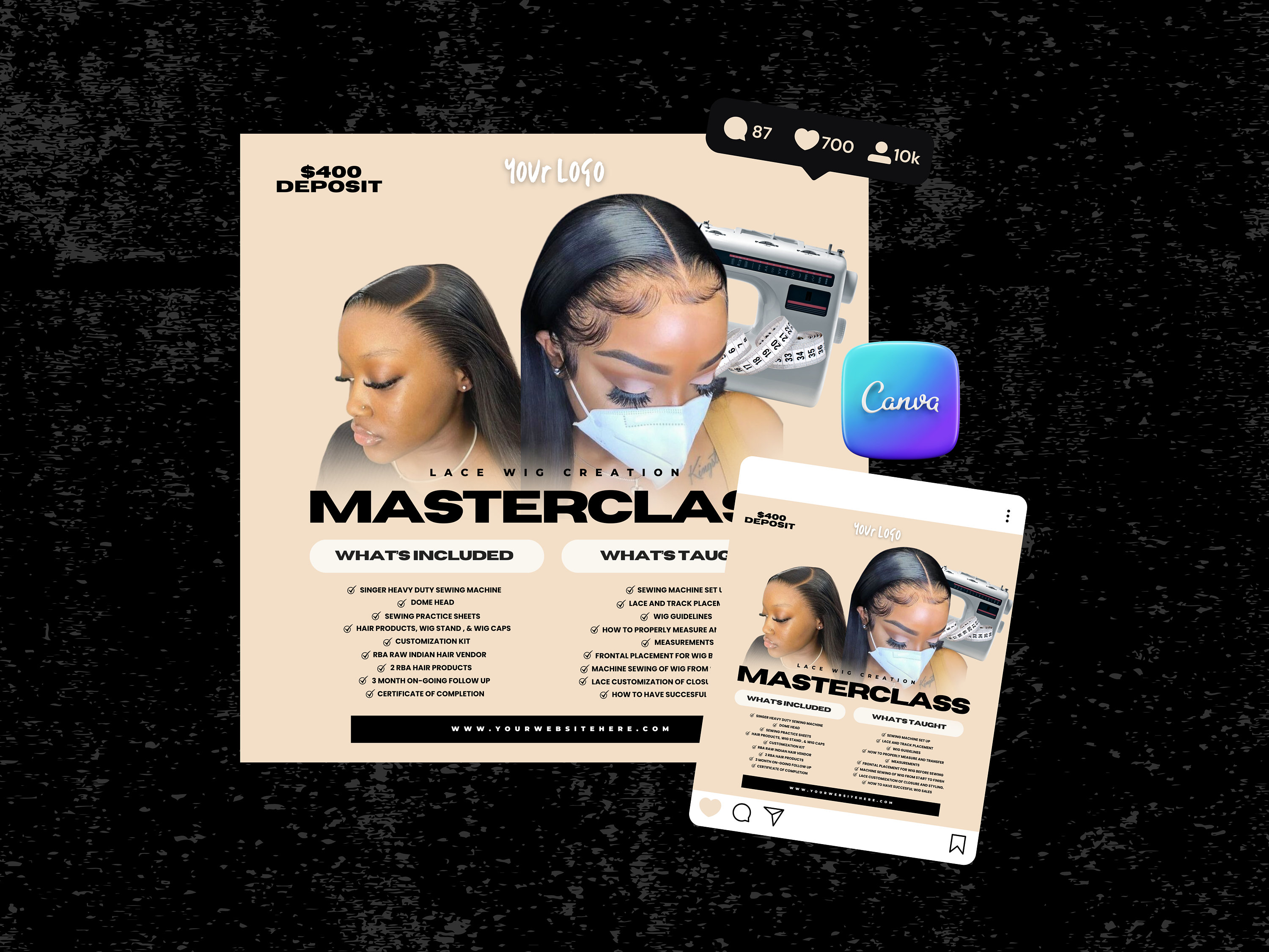 Lace Wig Mastery Class Flyer DIY Hair Training Masterclass Course ...