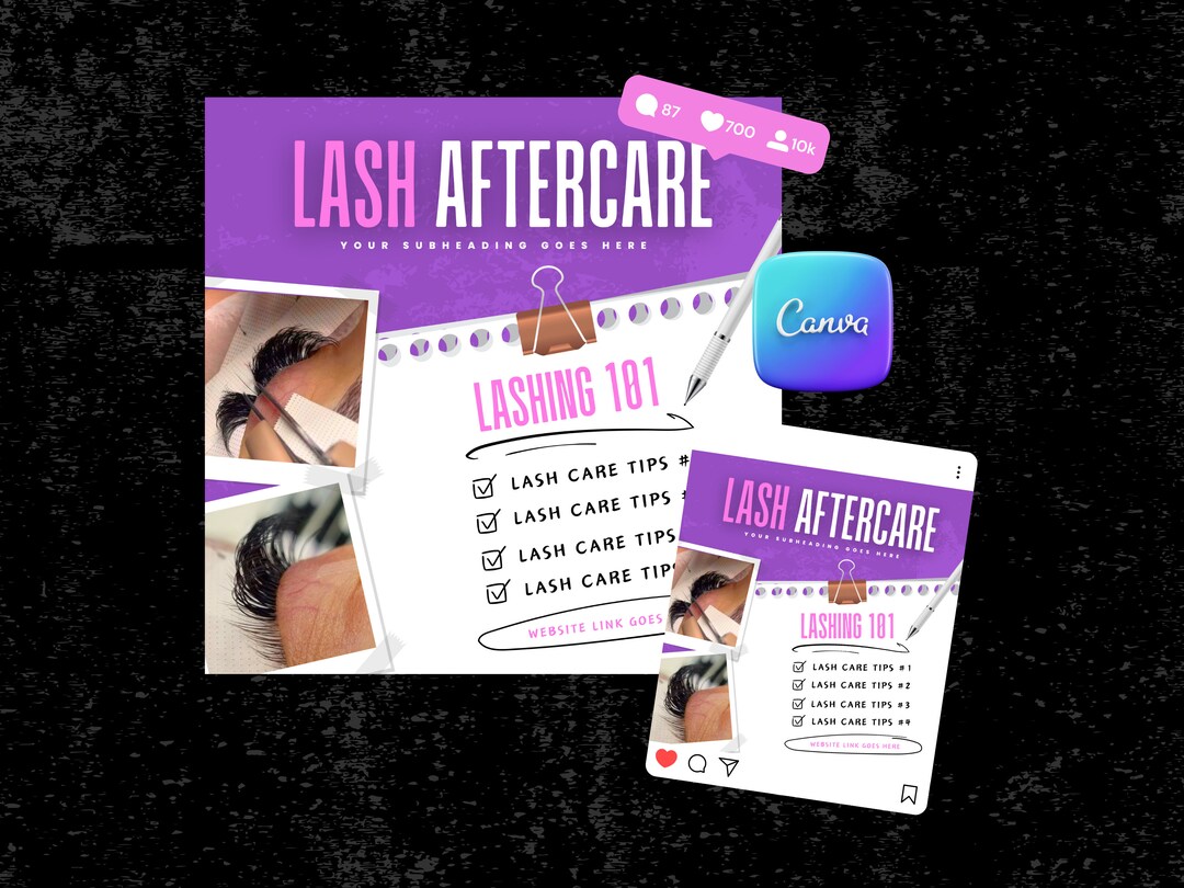 Lash Aftercare Flyer Templates DIY Instructions Editable Lash ...