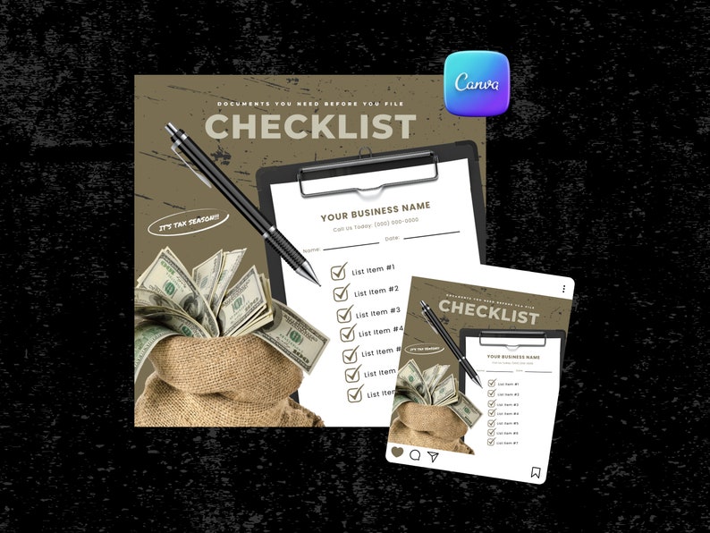 Tax Checklist Flyer Template, Accountant Marketing (canva, Digital) - Etsy