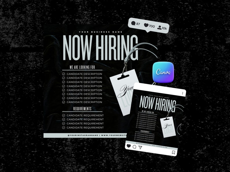 Personalized We Are Hiring DIY Canva Social Media Instagram Template ...