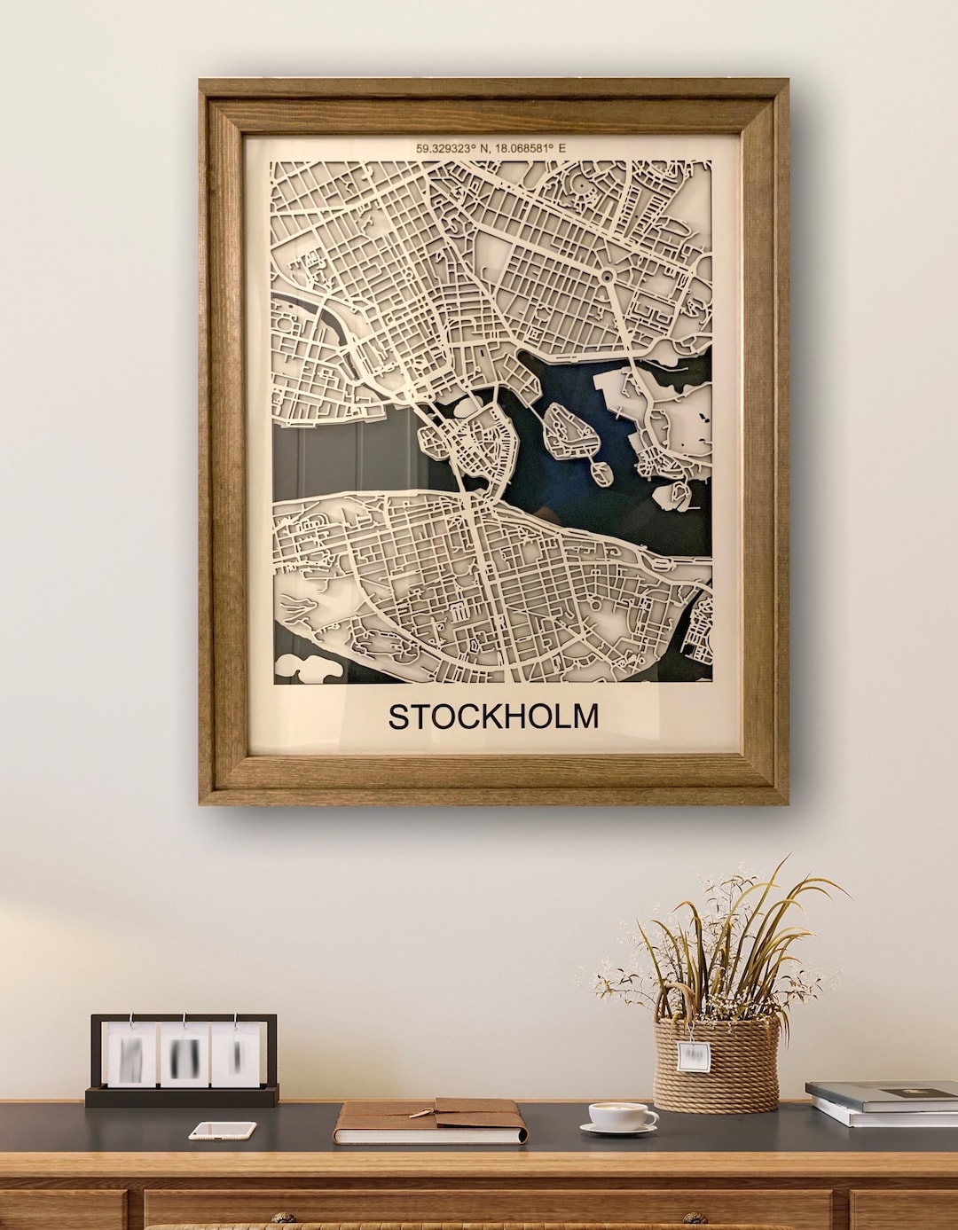 Stockholm 3D Multilayer Street Map Wood Map Wall Hanging Handmade ...