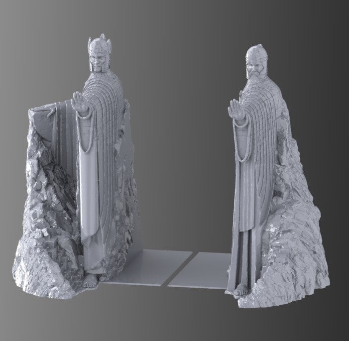 Argonath Statues Bookends From Lord of the Rings STL Files 3D Models Isildur Elendil LOTR 24cm ...