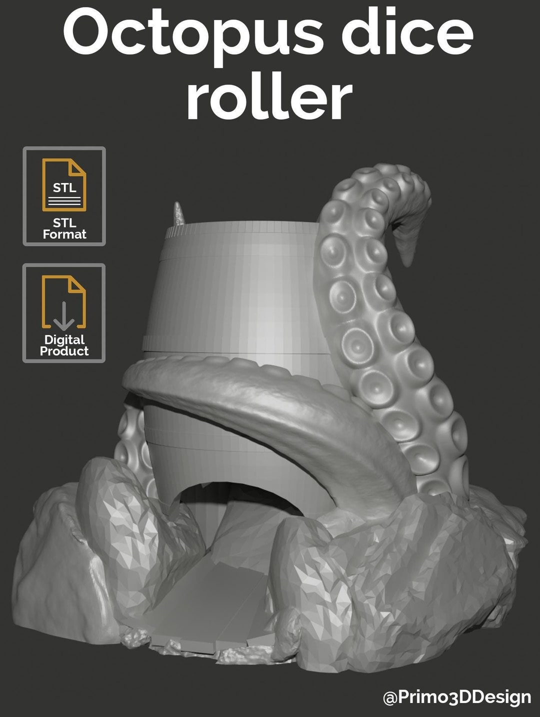 Octopus Tentacle Dice Roller - Barrel STL File for Board Tabletop RPG ...