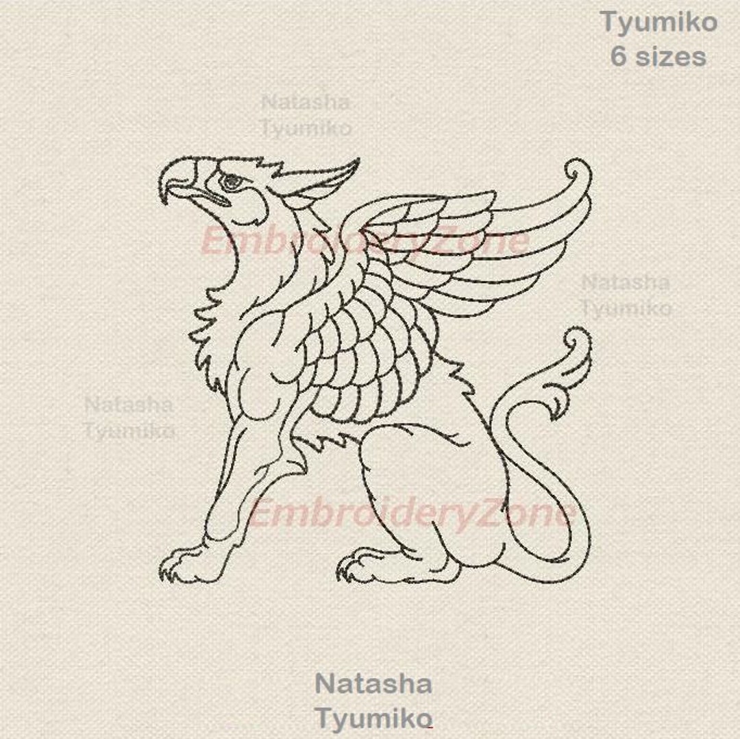 Griffin Wings Machine Embroidery Design, Animal Heraldic Eagle Lion ...