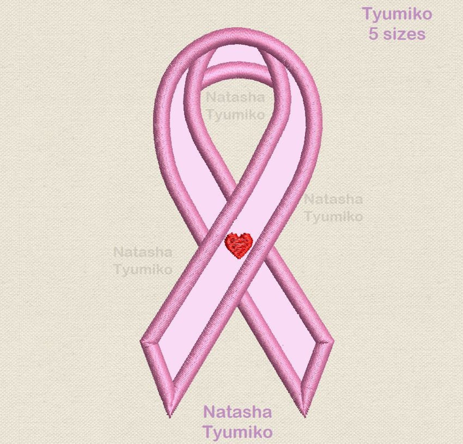 Pink Ribbon Applique Machine Embroidery Design Into Mini Heart, Breast ...