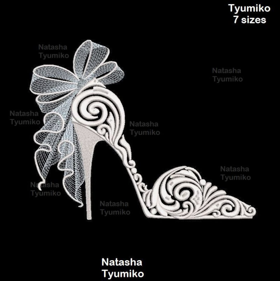 Bridal Shoe Embroidery Design, Woman High Heel Shoe Embroidery Pattern ...