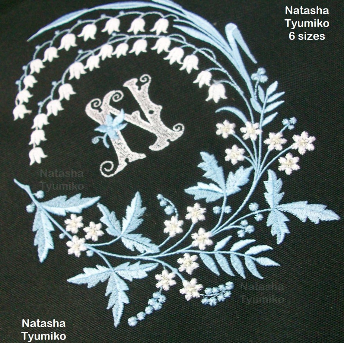 Frame Lilies of the Valley Forget Me Nots Machine Embroidery Design ...