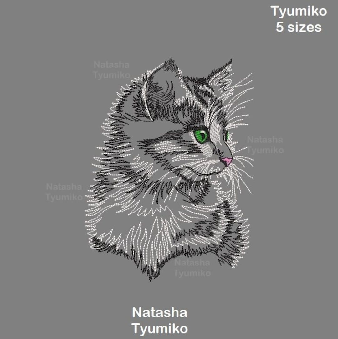 Gray Cat Machine Embroidery Design, Kitty Cat Embroidery Pattern ...