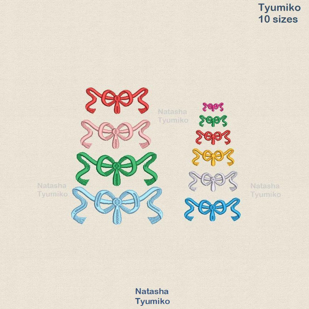 Mini Bow Machine Embroidery Design, Mini Bow Ribbon Embroidery Pattern ...