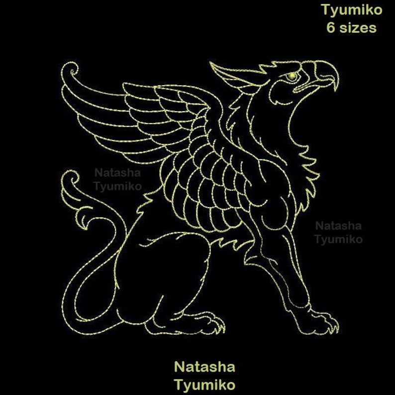 Griffin Wings Machine Embroidery Design, Animal Heraldic Eagle Lion ...