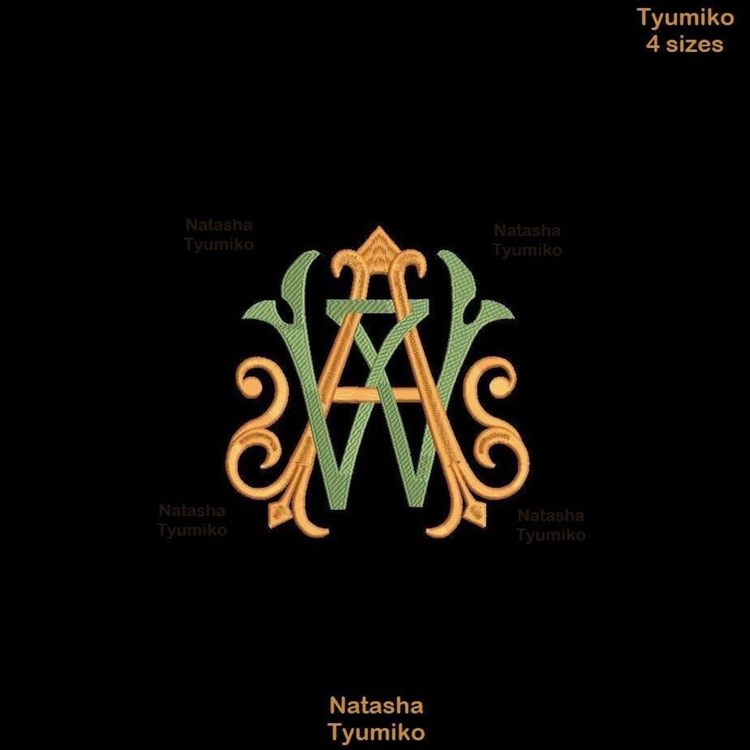 Double Intertwined Monograms A and W Embroidery Design for Initials 1 ...