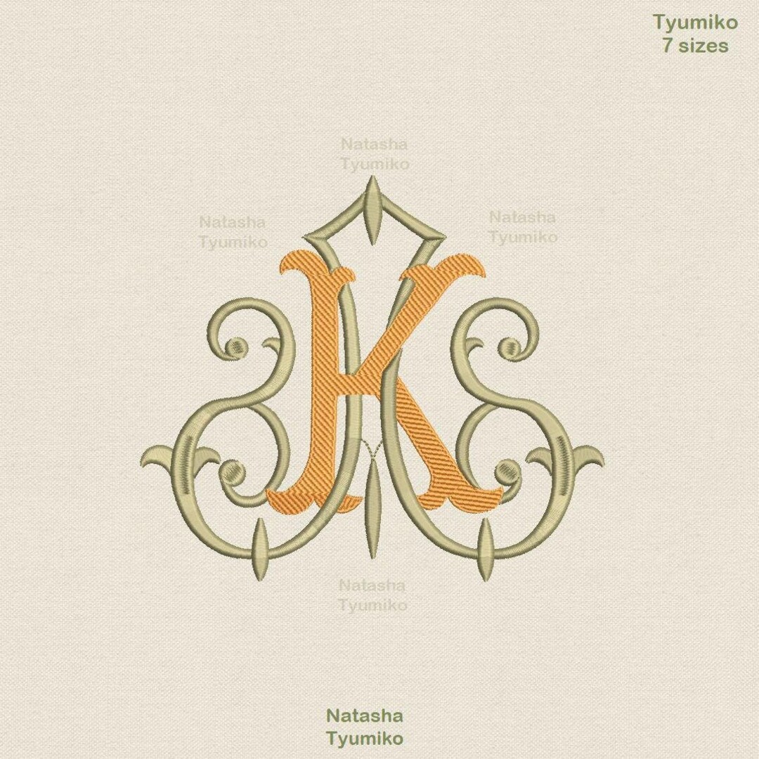 Double Intertwined Monograms A and K Embroidery Design for Initials 1 ...
