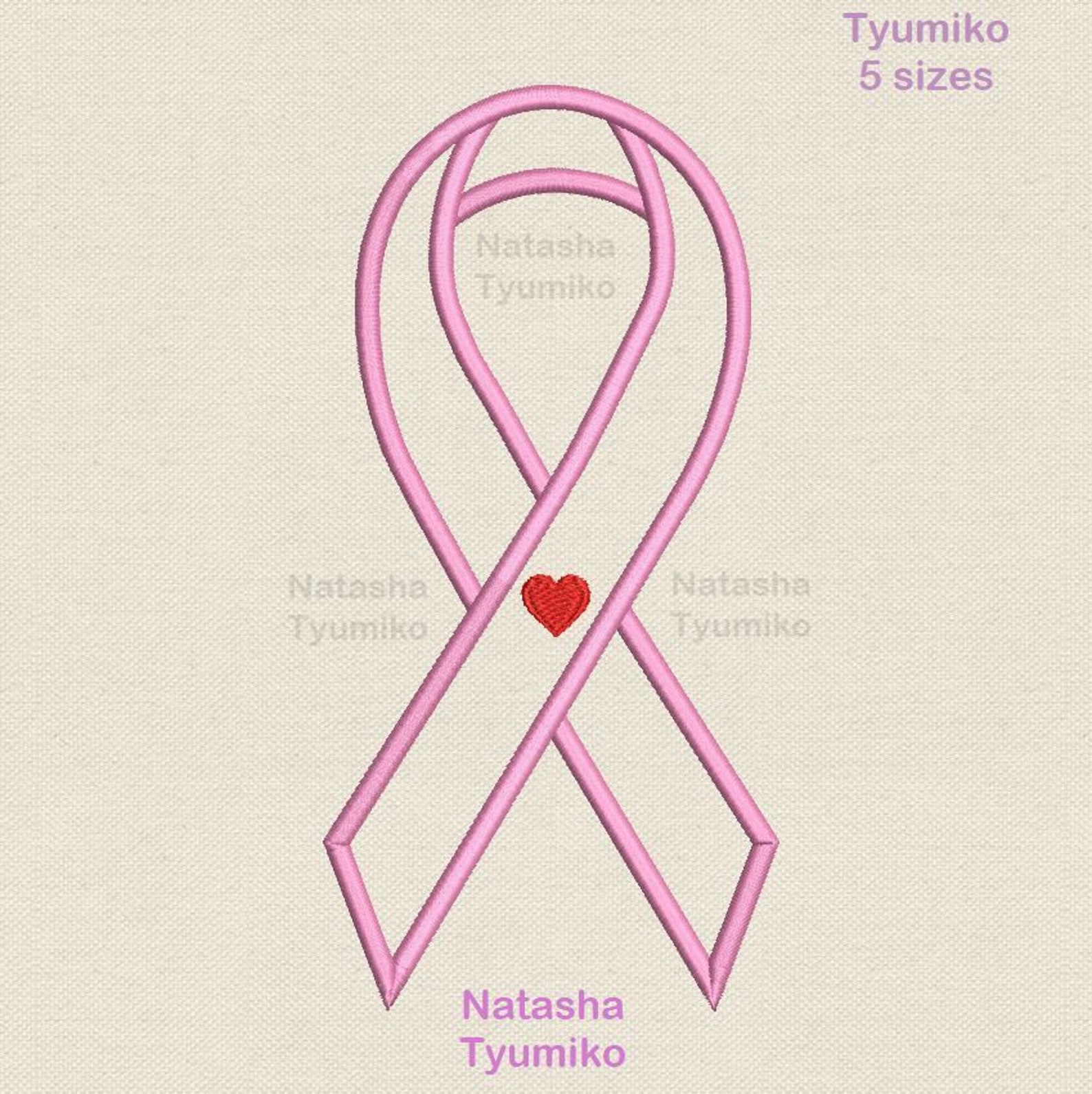 Pink Ribbon Applique Machine Embroidery Design Into Mini Heart, Breast ...