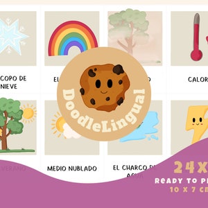 Educational Flashcards in SPANISH Language 24 WEATHER Flashcards for ...