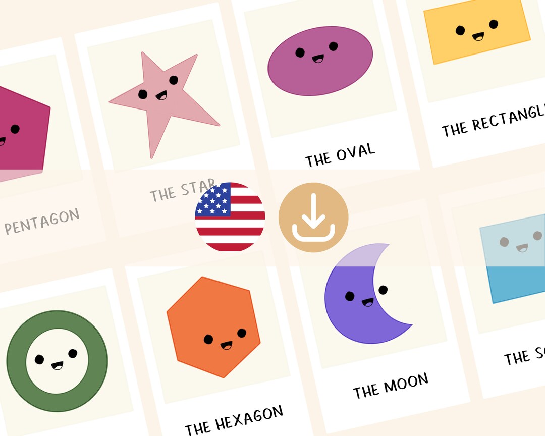 Educational Flashcards in ENGLISH Language 16 SHAPES Flashcards for ...