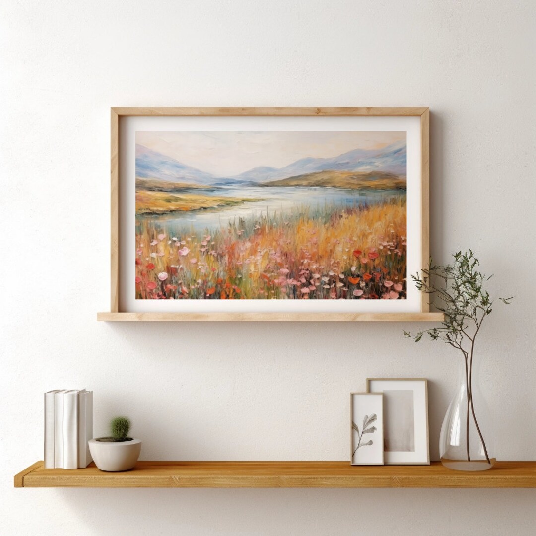 Wildflower Riverbed | Landscape Art Print Digital Download | Vintage ...