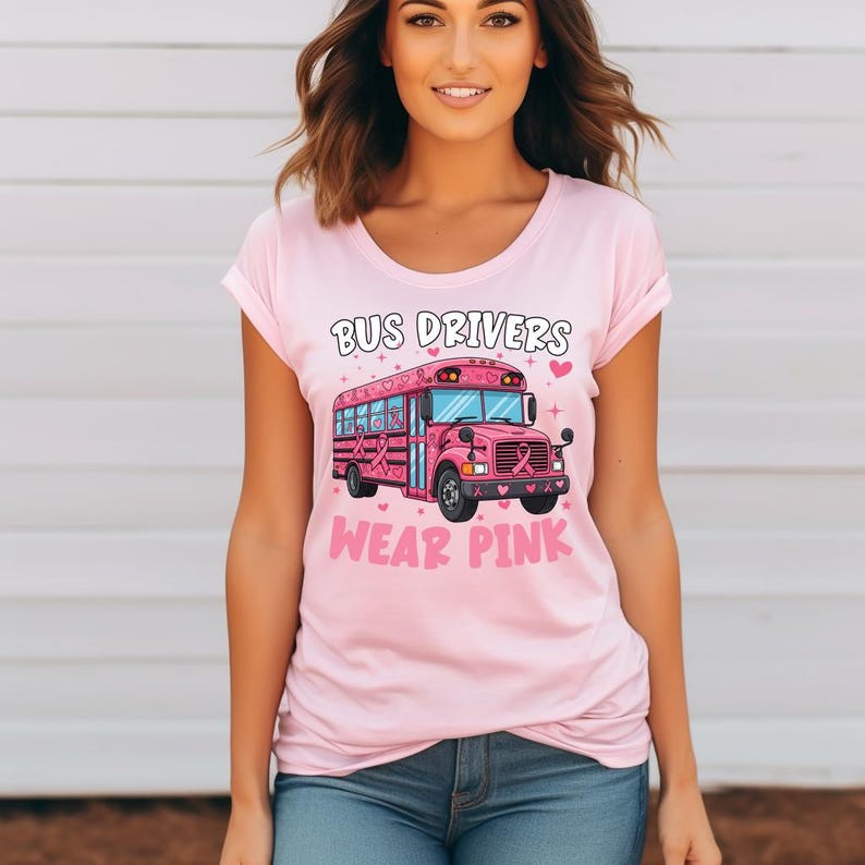 Breast Cancer Awareness Bus Drivers PNG , We Wear Pink Bus Drivers, Bus ...