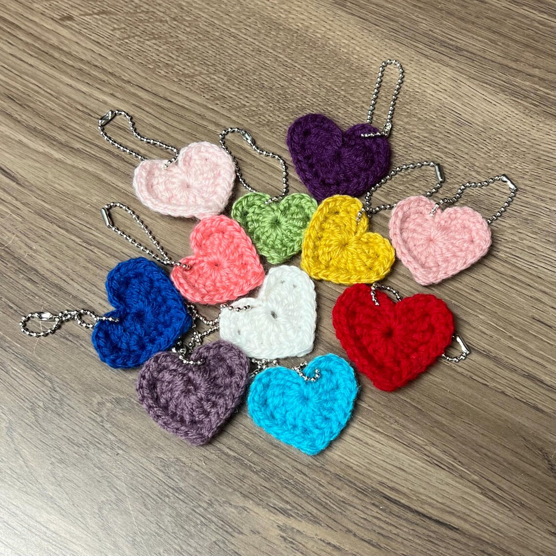 Assorted Crocheted Heart Keychains | Sets of 5, 10, 15 - Etsy