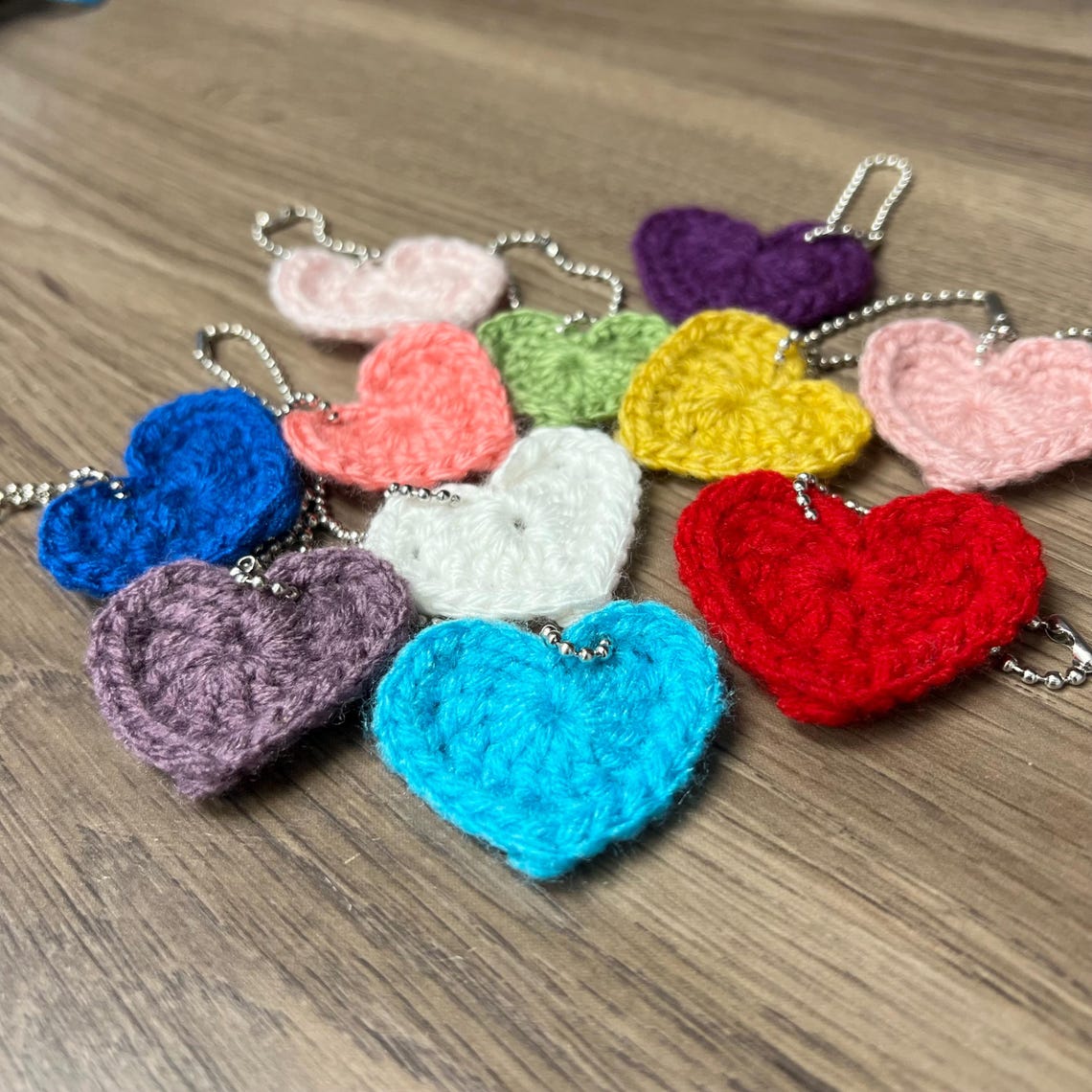 Assorted Crocheted Heart Keychains | Sets of 5, 10, 15 - Etsy