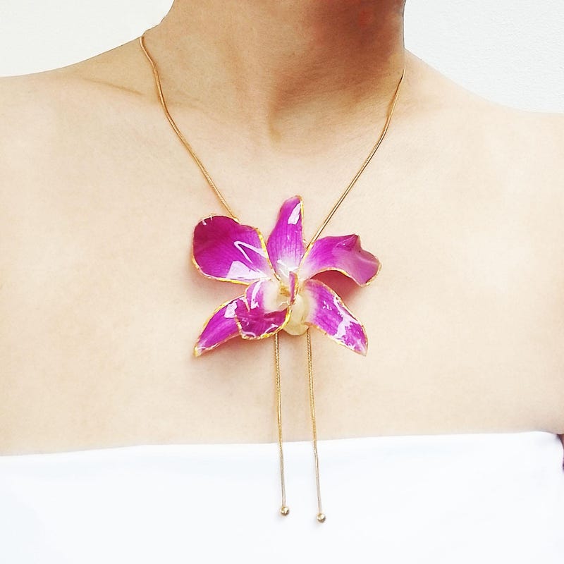 Purple Orchids Necklace - Etsy
