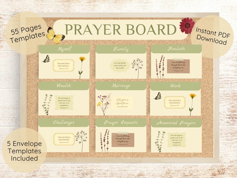 Neutral Prayer Board Kit | Printables Prayer Boards Template With ...