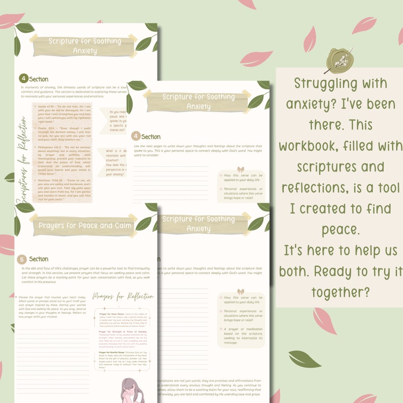 Christian Anxiety Healing Workbook, Bible Self-love Workbook, PDF ...