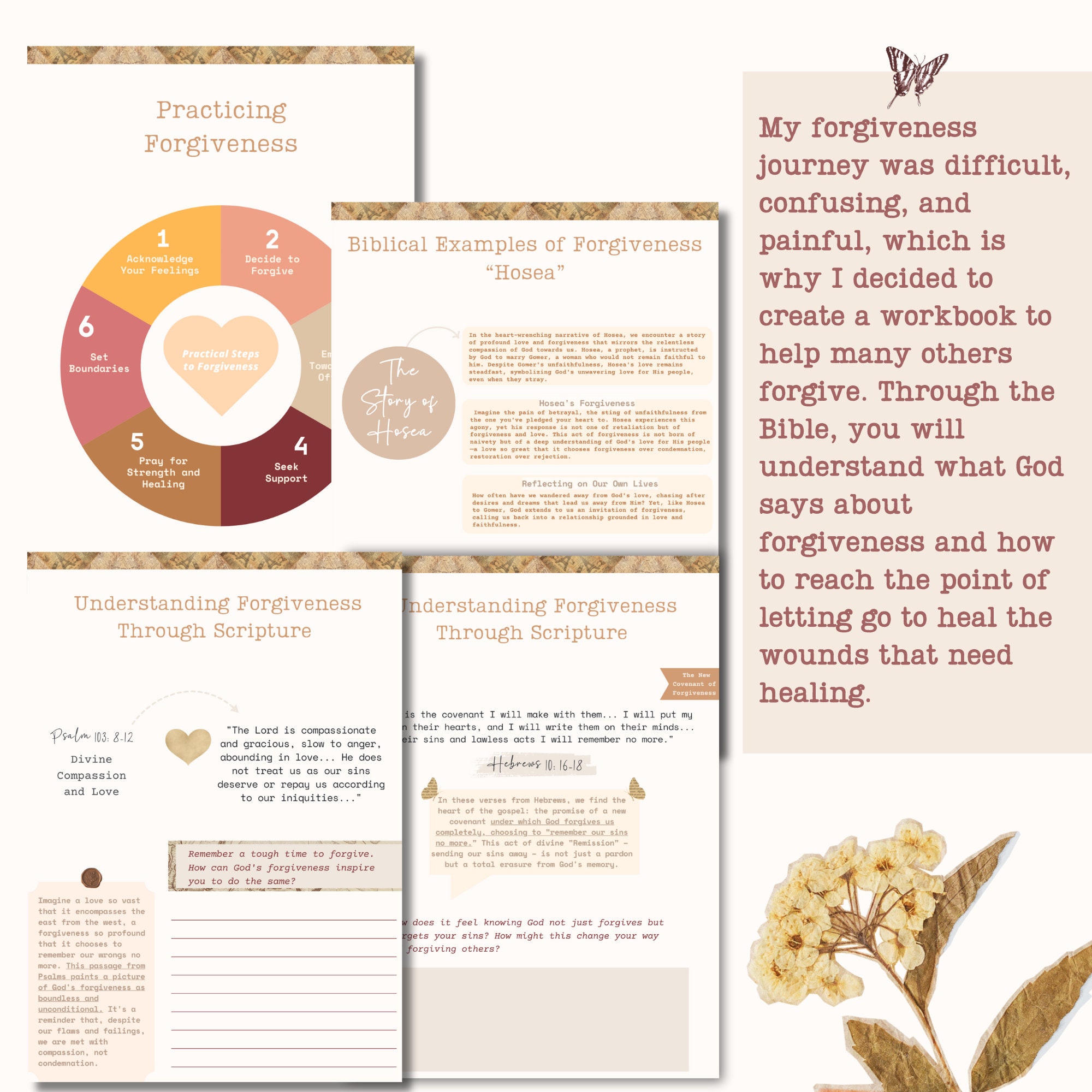 Forgiveness Workbook, Christian Workbook, Healing Book, Journal, Bible ...