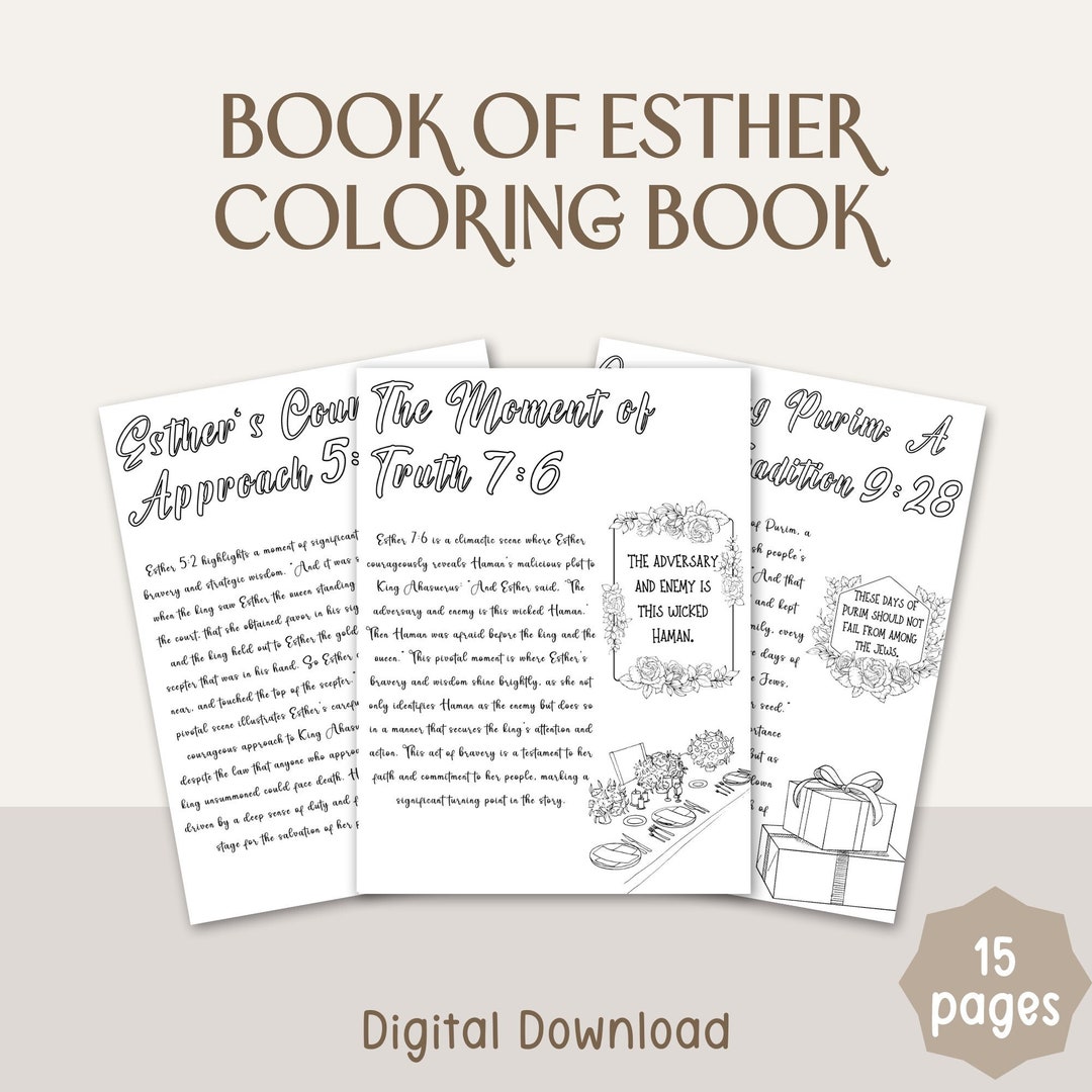 Bible Book of Esther, Coloring, Journaling, Digital Download, Bible ...