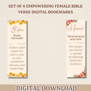 Women of Faith, Set of 4 Digital Bookmarks, Church Gift, Book Lover ...
