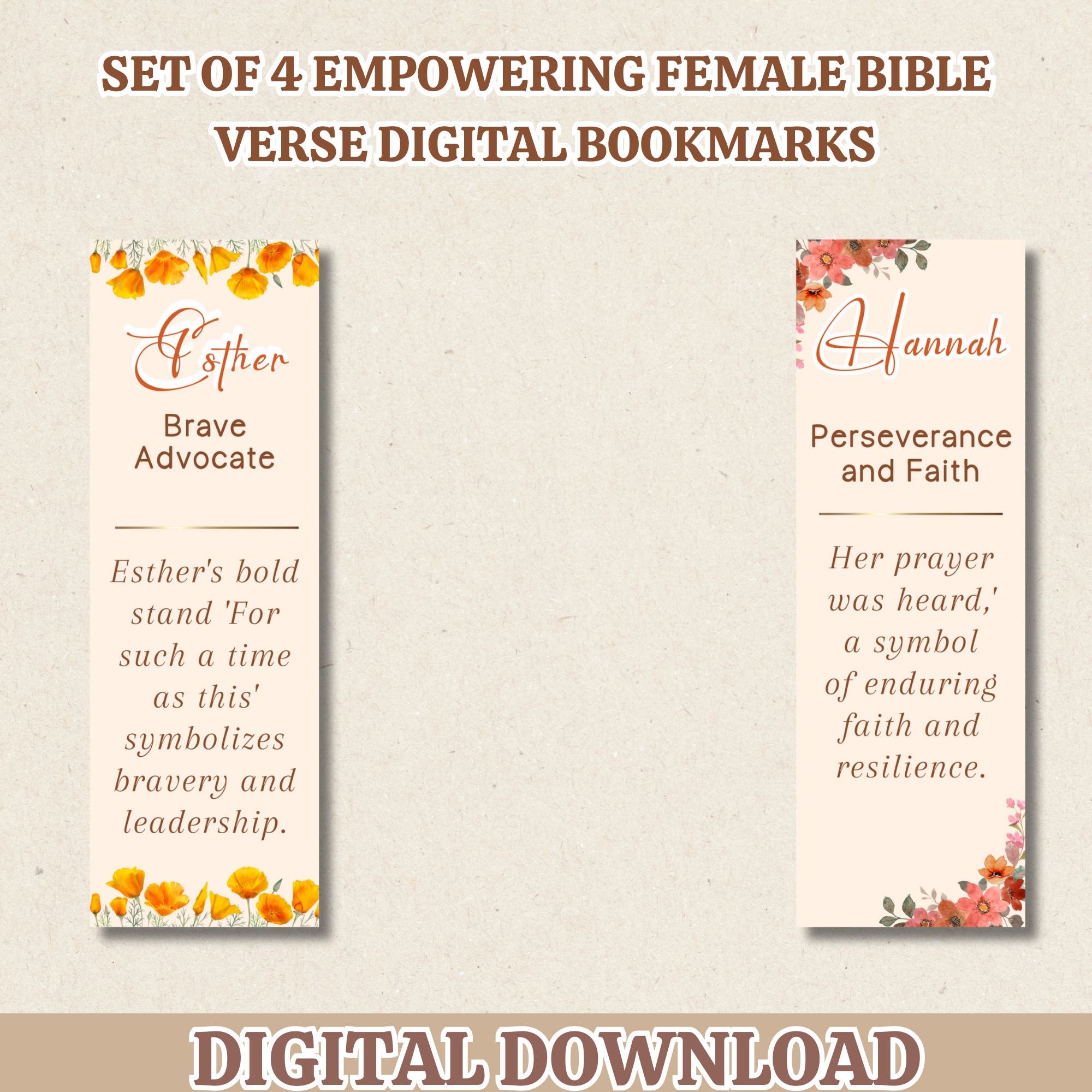 Women of Faith, Set of 4 Digital Bookmarks, Church Gift, Book Lover ...