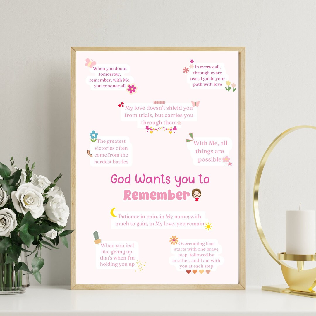 Christian Affirmation Wall Art, Digital Teenage Girl Gift, Anxiety Wall ...