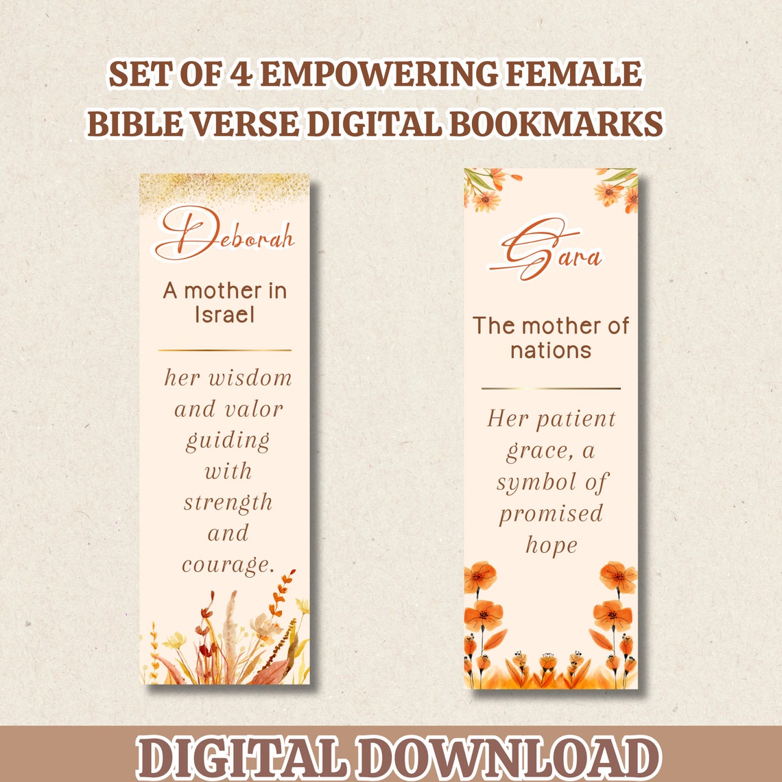 Women of Faith, Set of 4 Digital Bookmarks, Church Gift, Book Lover ...