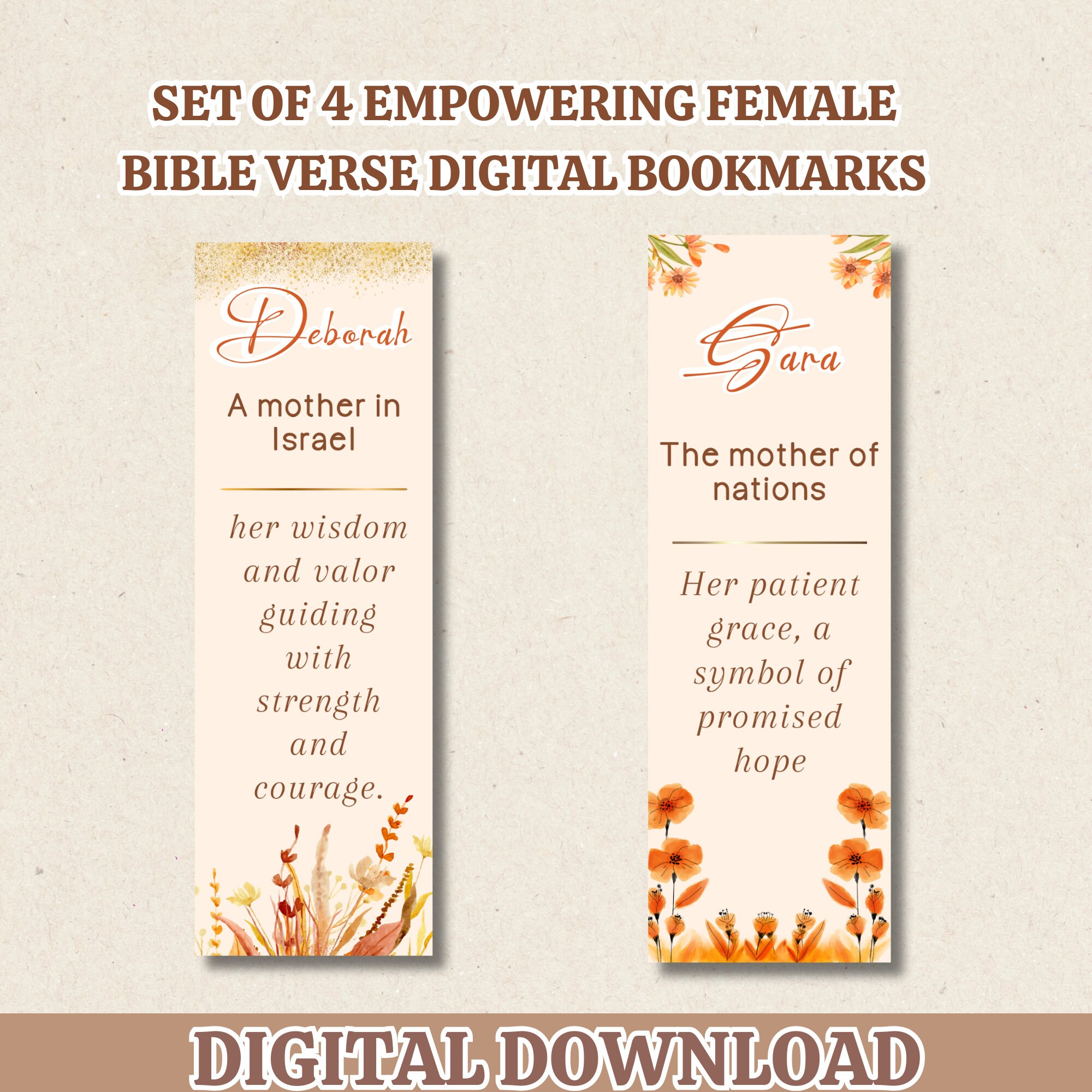 Women of Faith, Set of 4 Digital Bookmarks, Church Gift, Book Lover ...