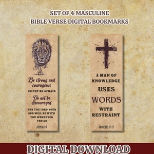Scripture Bookmarks, Vintage Bookmarks, Masculine Bookmarks, Printable ...