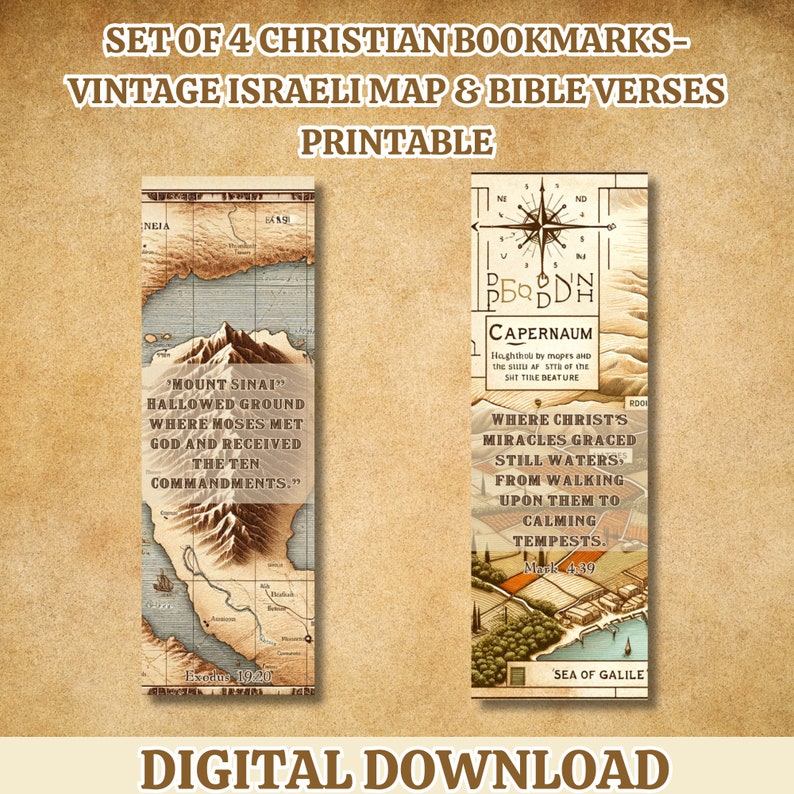 Biblical Lands Map Bookmarks, Set of 4 Christian Vintage Israel ...