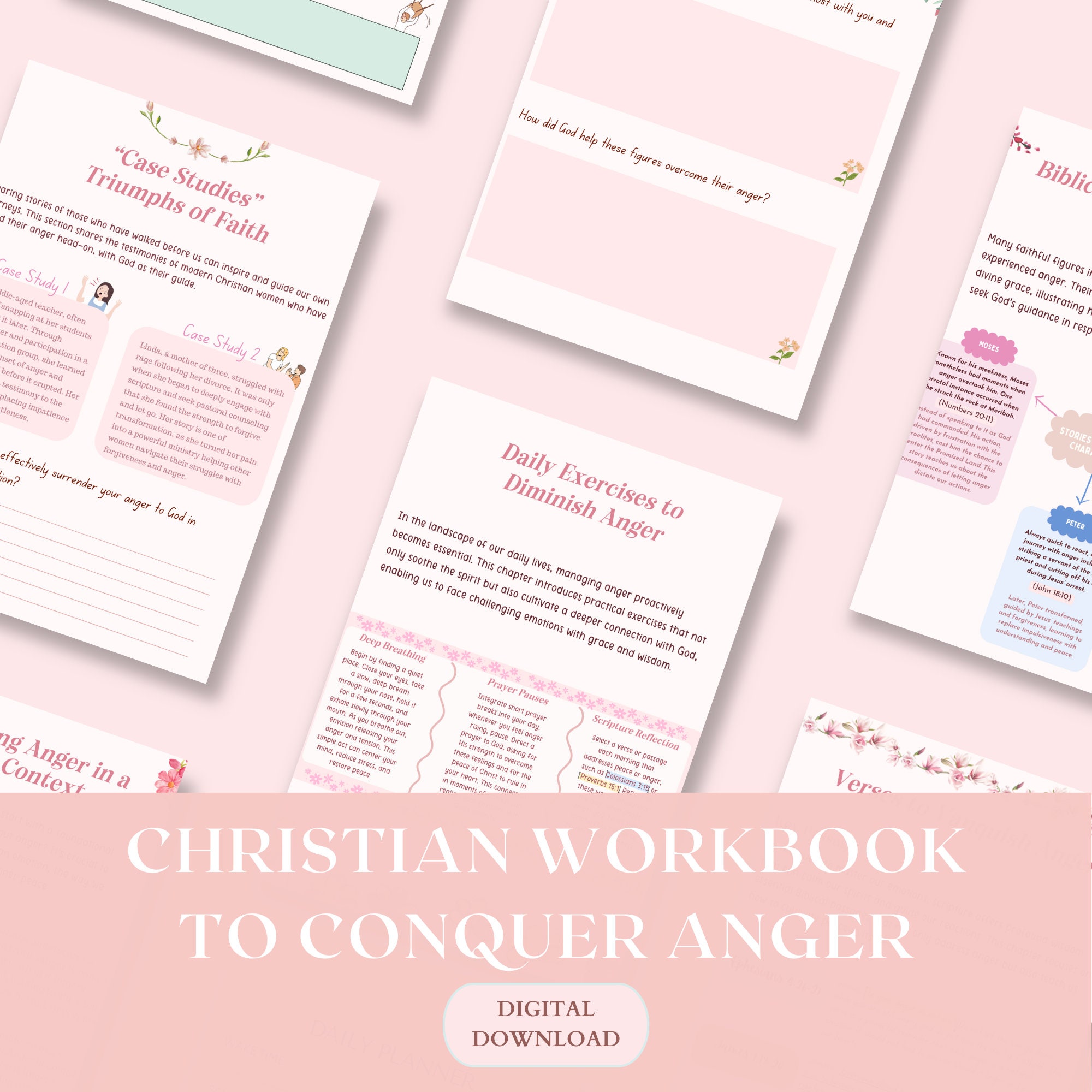 Christian Workbook to Conquer Anger, Digital Journal, Printable Journal ...