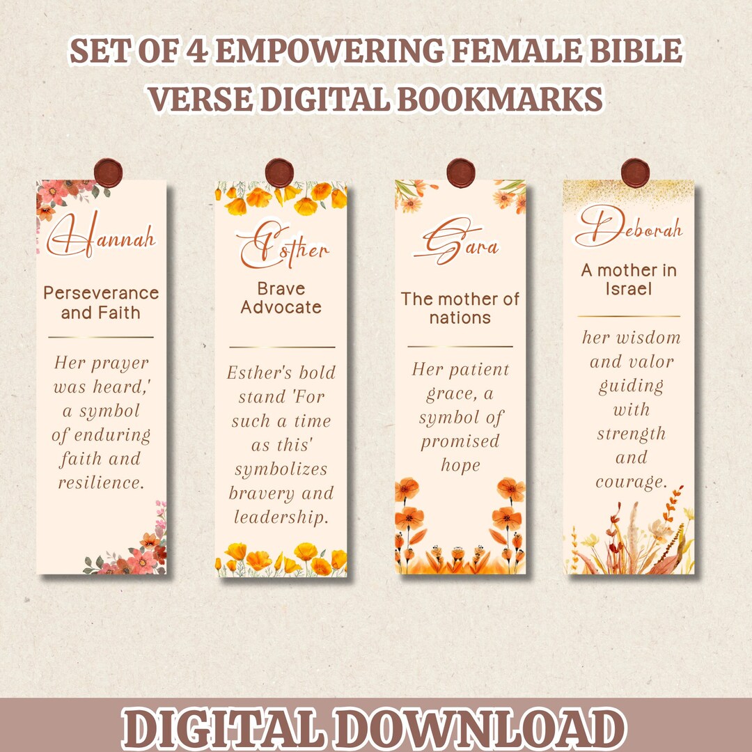 Women of Faith, Set of 4 Digital Bookmarks, Church Gift, Book Lover ...