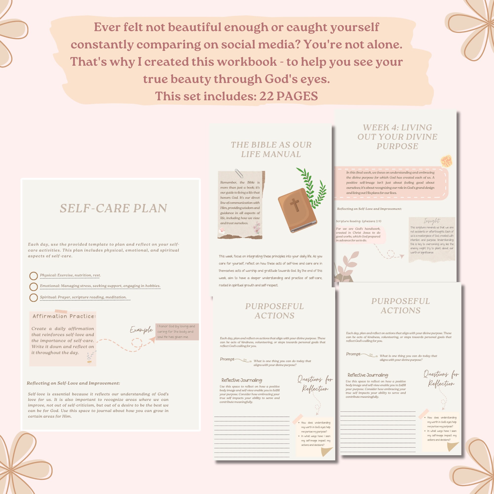 Christian Self-love Workbook, Self-love Book, Spiritual Growth Journal ...