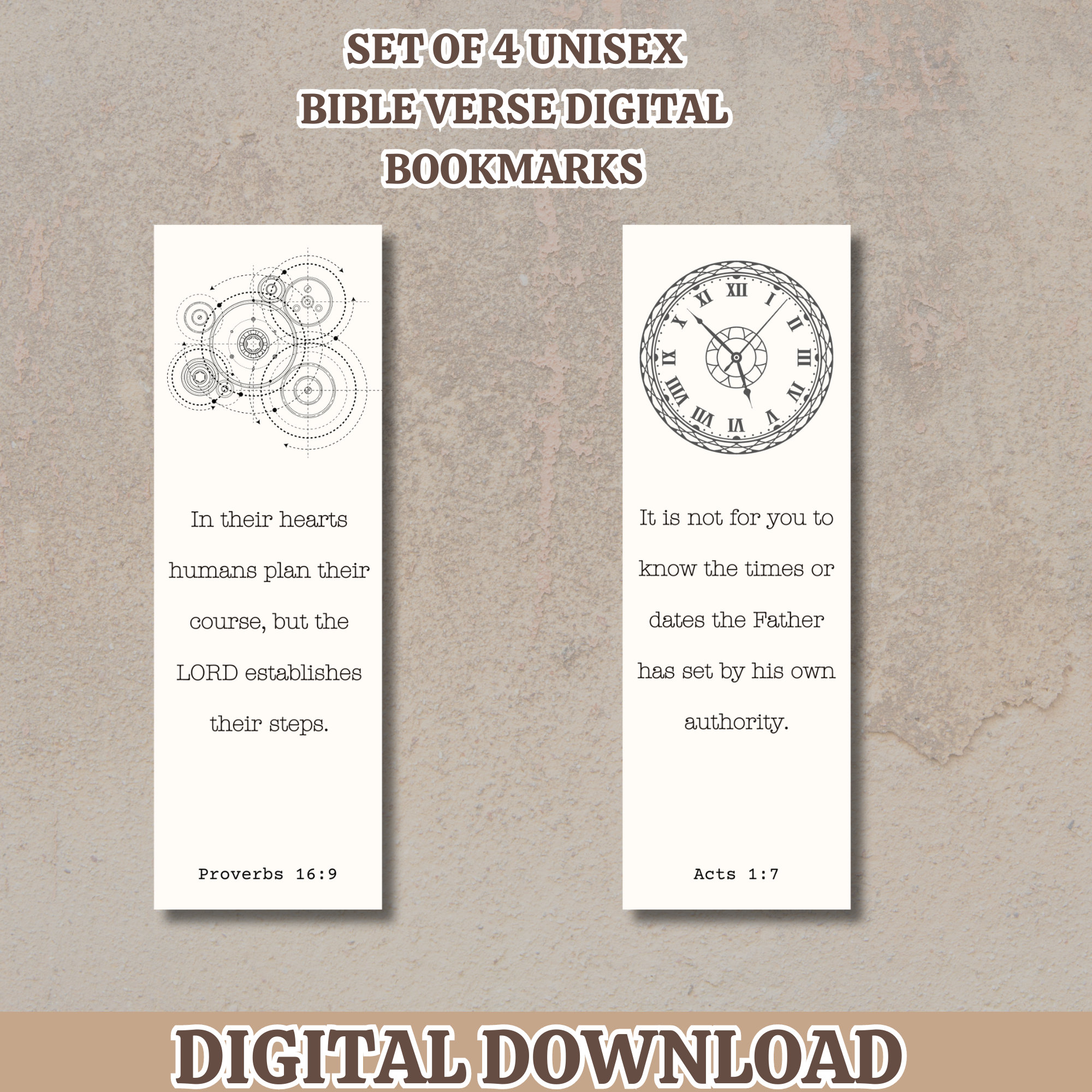 Set of 4 Unisex Digital Bookmarks, Printable Vintage Bookmarks, Study ...