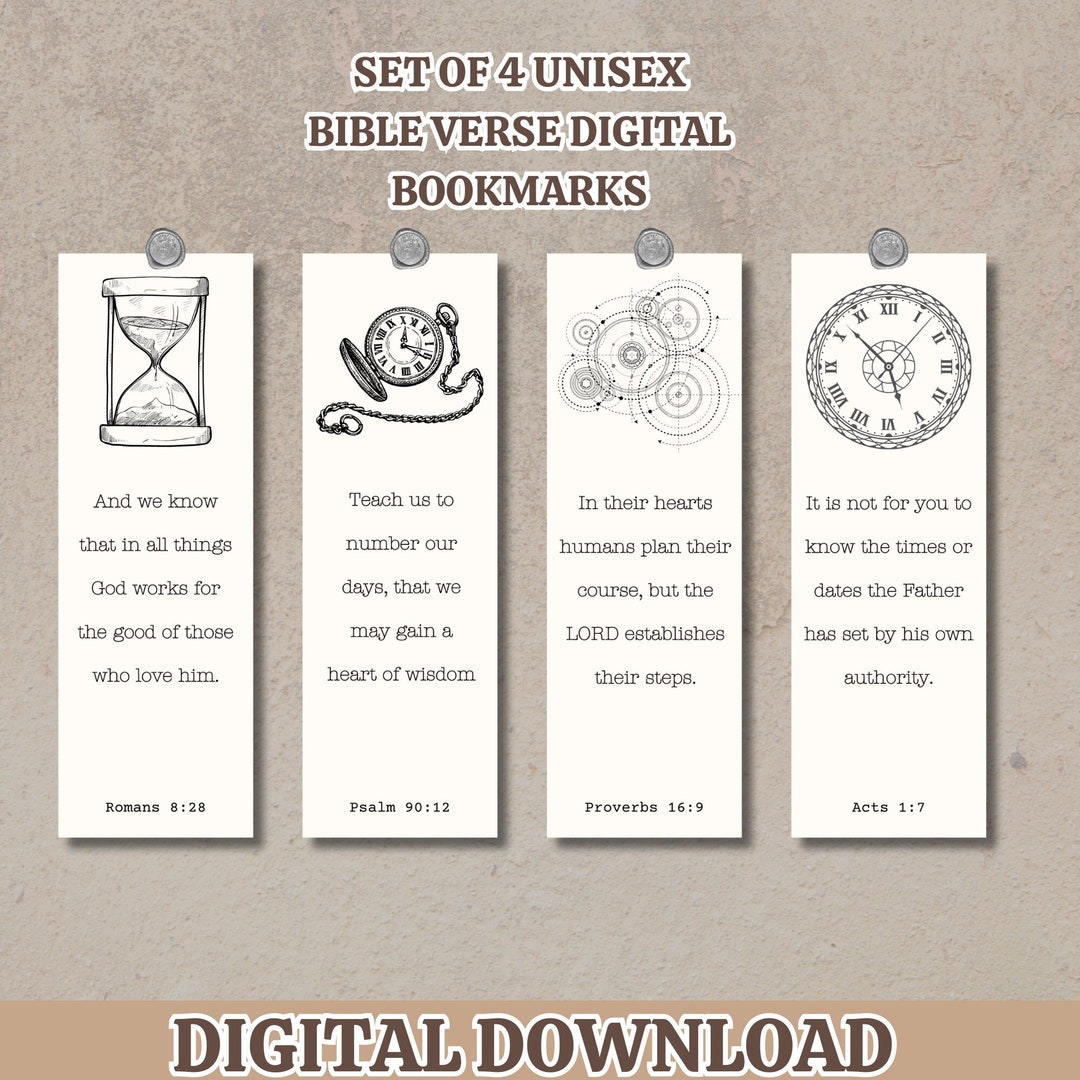 Set of 4 Unisex Digital Bookmarks, Printable Vintage Bookmarks, Study ...