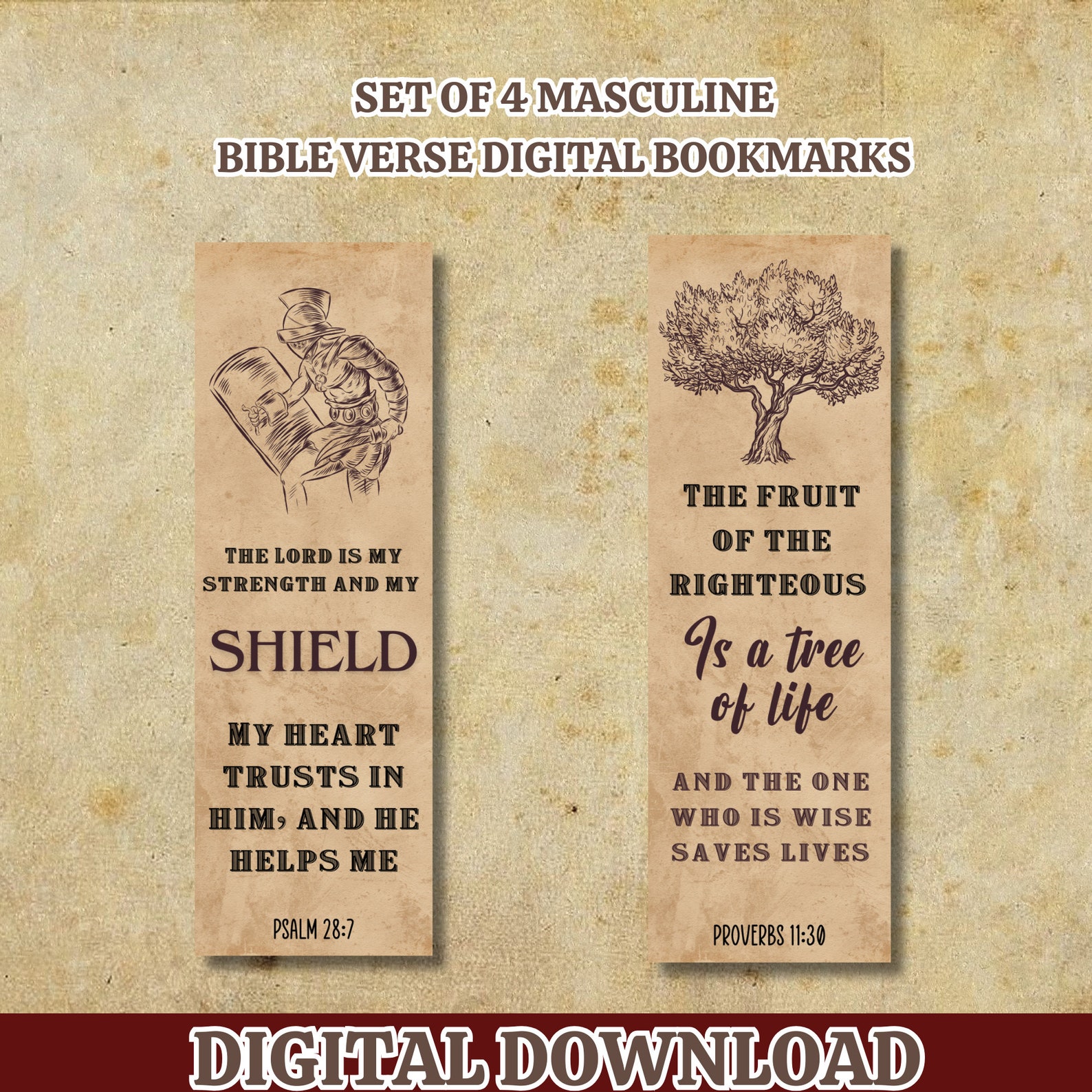 Scripture Bookmarks, Vintage Bookmarks, Masculine Bookmarks, Printable ...