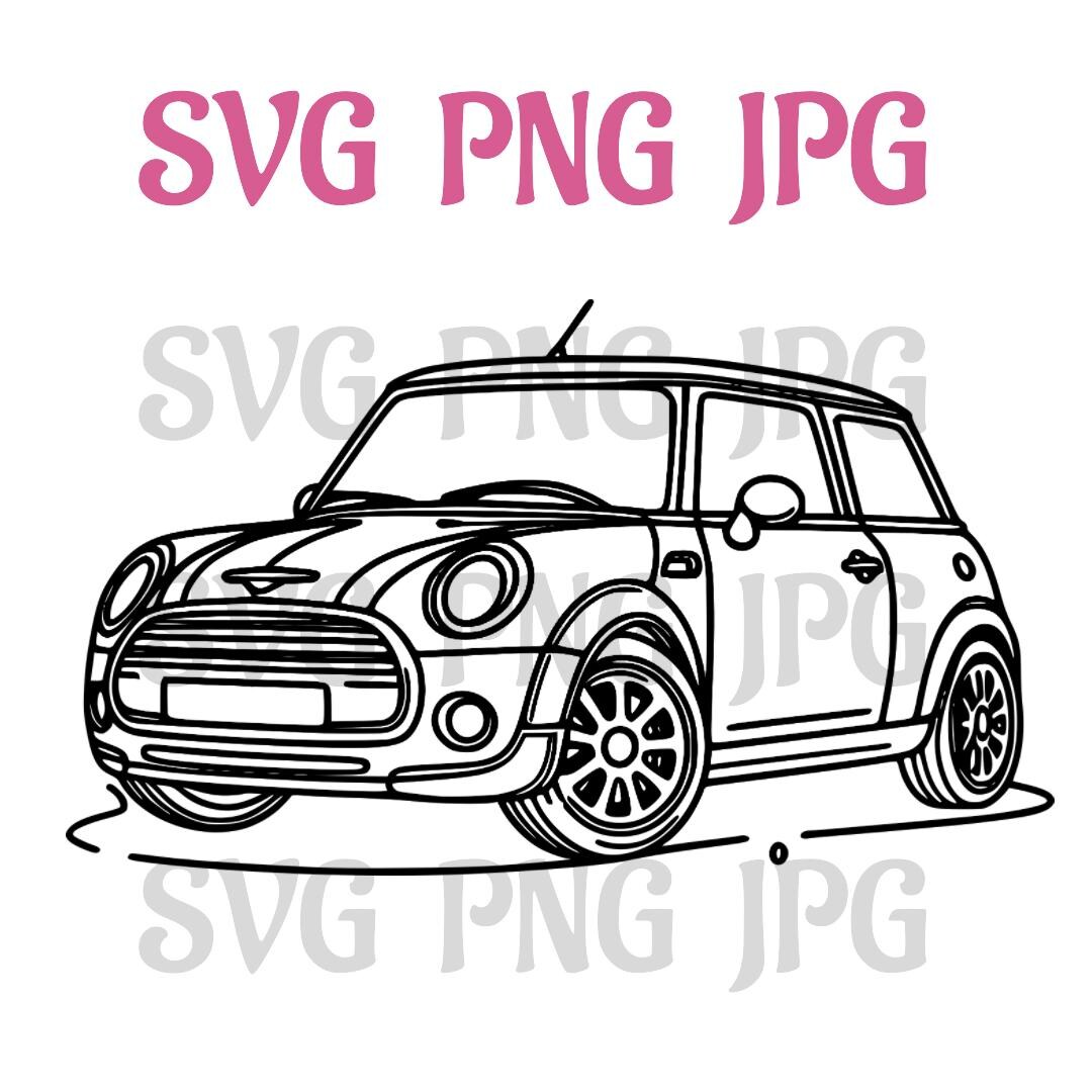 Mini Cooper Inspired Line Art Digital Download, Auto Car Silhouette ...