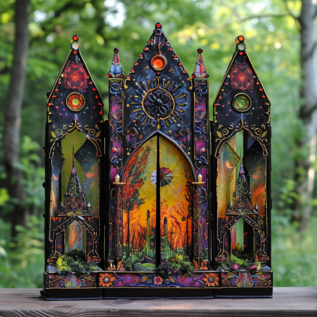 Artistic Hand Painted Glass Altar Ensemble - Etsy