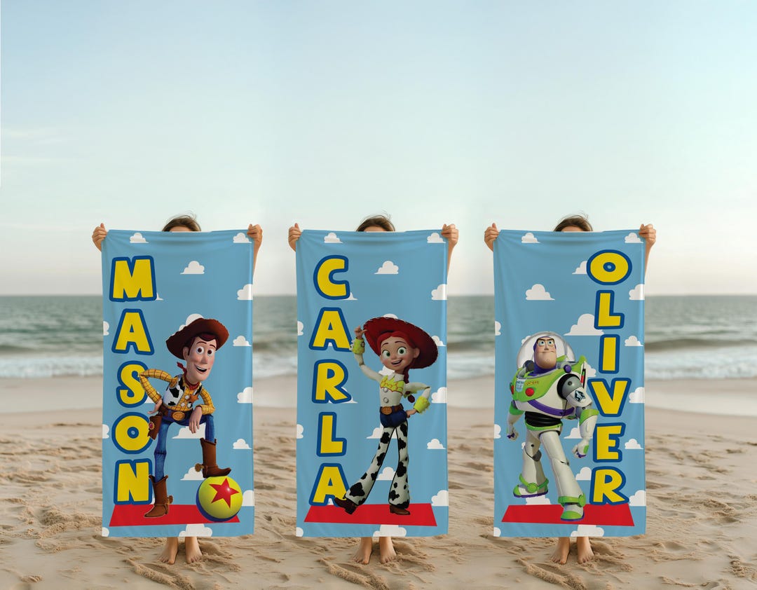 Personalized Cartoon Character Beach Towel With Name, Custom Cowboy ...