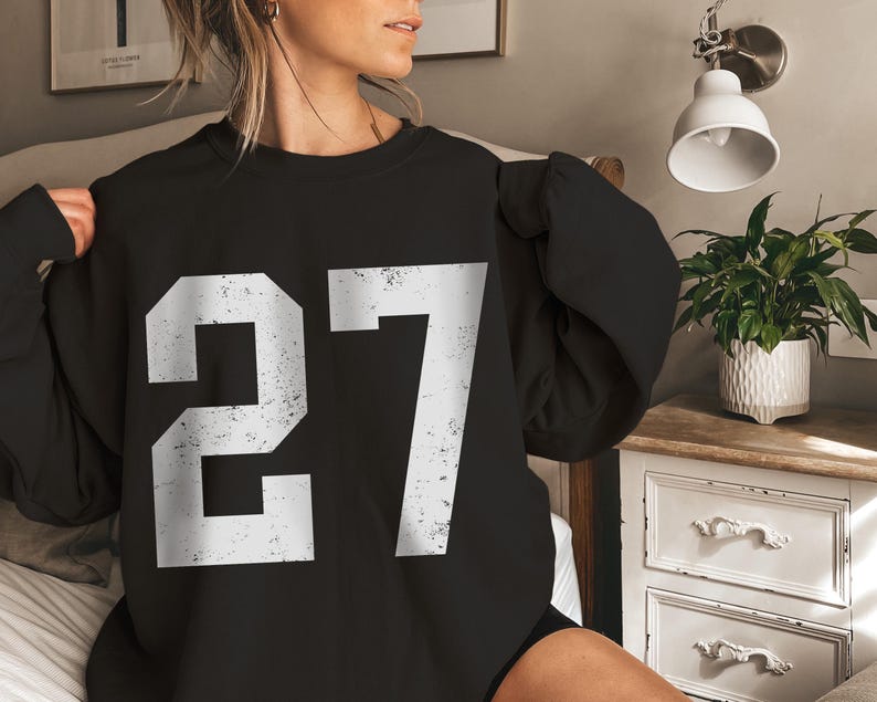 Custom Jersey Number Sweatshirt , Bold Distressed Style With ...