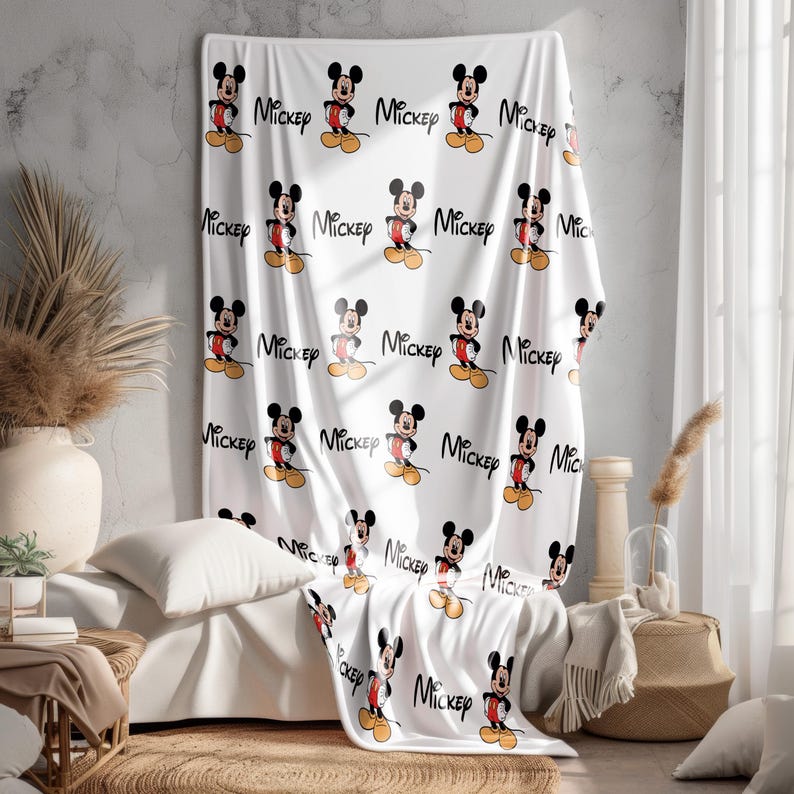 Mickey Mouse Blanket, Custom Disney Throw, Cozy Kids Room Accent ...