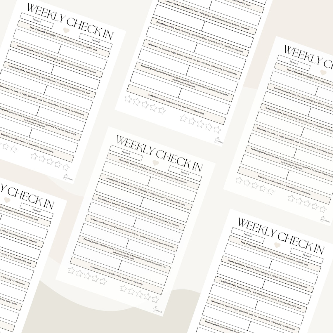 Weekly Check-in Template for Couples, Relationship Check-in Printable ...