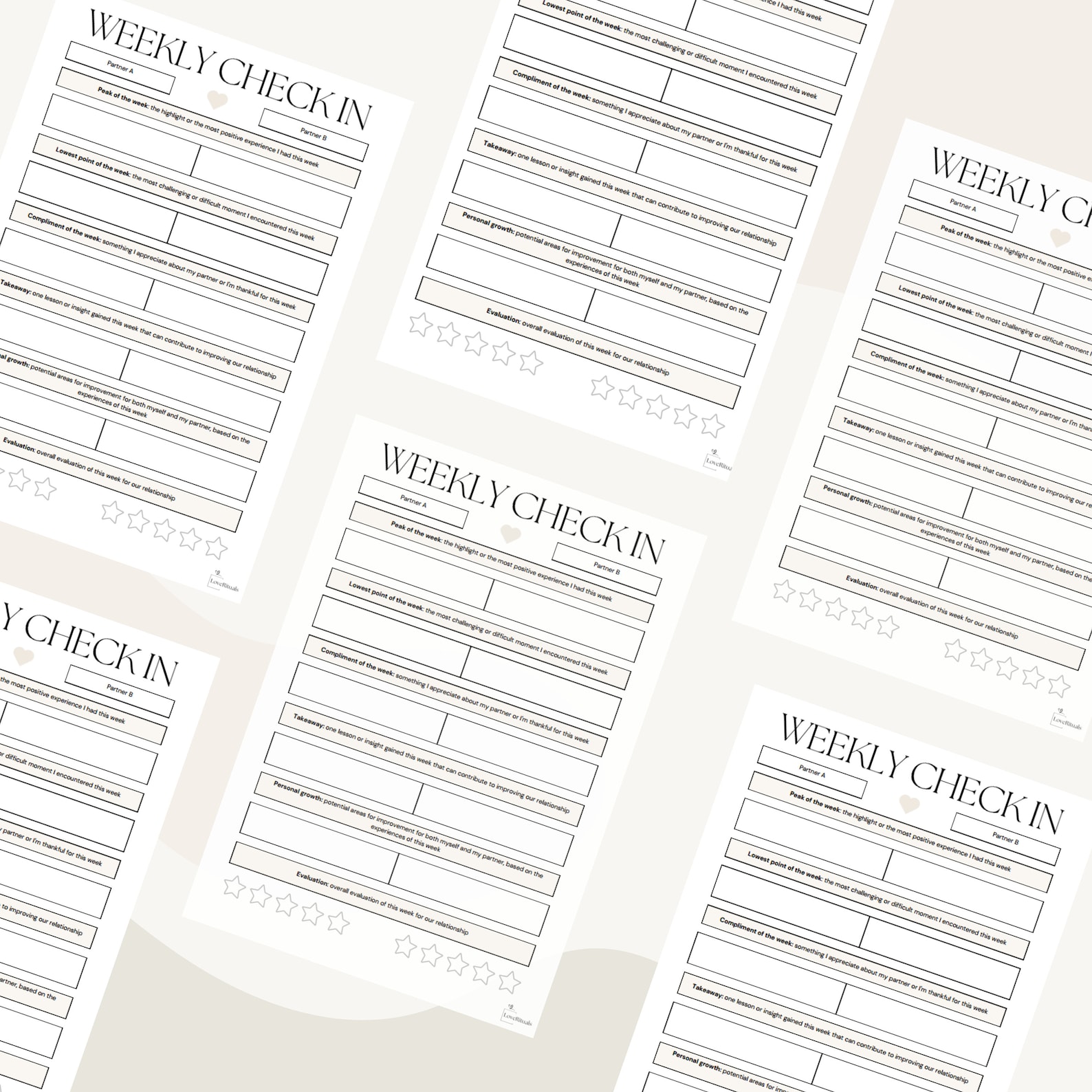 Weekly Check-in Template for Couples, Relationship Check-in Printable ...