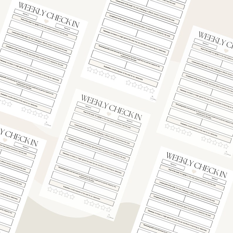 Weekly Check-in Template for Couples, Relationship Check-in Printable ...